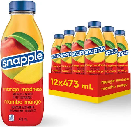 Snapple Naturally Flavoured Fruit Beverage Mango Madness, 16oz, 12-Cou